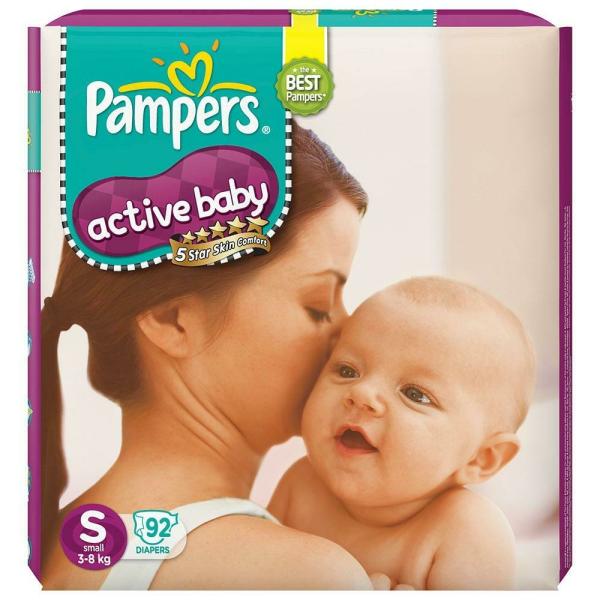 Pampers Active Baby Diapers (S) 92 count (3 - 8 kg) - JioMart