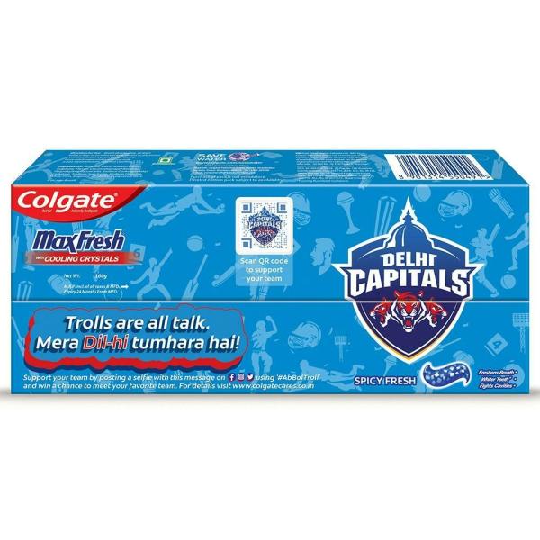 Colgate Max Fresh Blue Spicy Fresh Delhi Capitals Anticavity Toothpaste ...