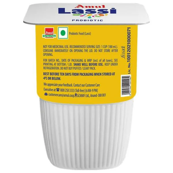 Amul Mango Flavoured Probiotic Lassi 180 ml (Cup) - JioMart