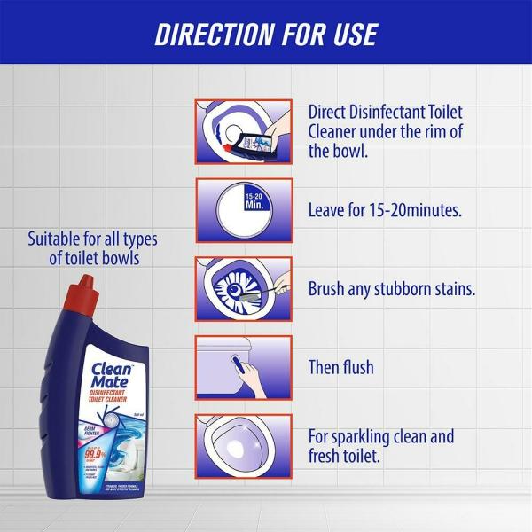 CleanMate Germ Fighter Disinfectant Toilet Cleaner 500 ml (Pack of 3 ...