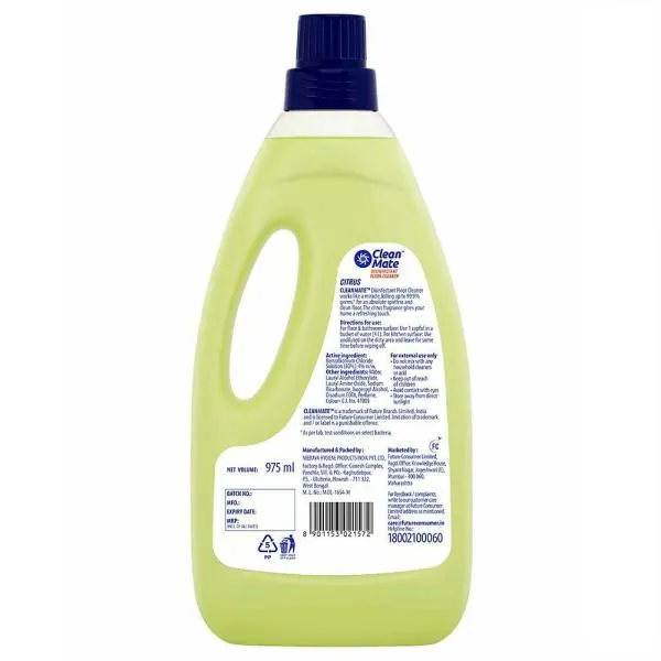 CleanMate Citrus Disinfectant Floor Cleaner 975 ml (Buy 2 Get 1 Free ...