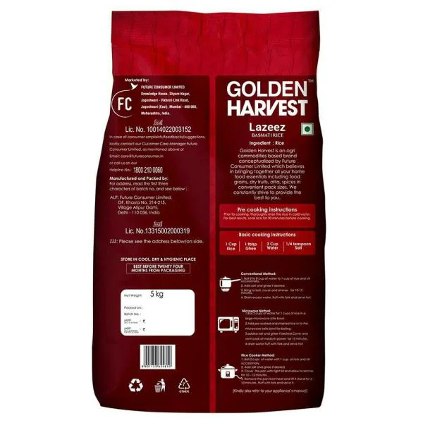 Golden Harvest Lazeez Basmati Rice 5 kg - JioMart