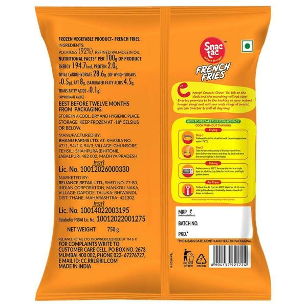 Snac tac Frozen French Fries 750 g - JioMart