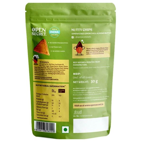Open Secret Lemon Chilli Almond Butter Nutty Chips 30 g - JioMart