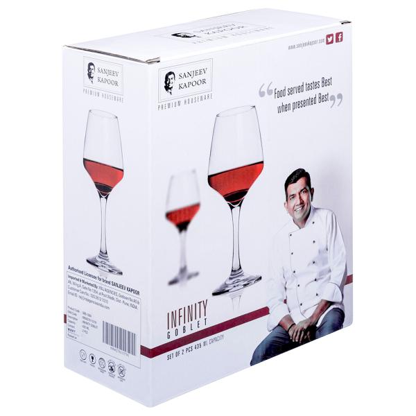 Sanjeev Kapoor Infinity Goblet Transparent Glass 435 ml 2 pcs (SKB1004 ...