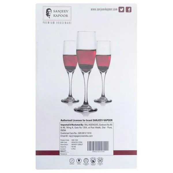 Sanjeev Kapoor Infinity Goblet Glass 190 ml (Set of 6) - JioMart