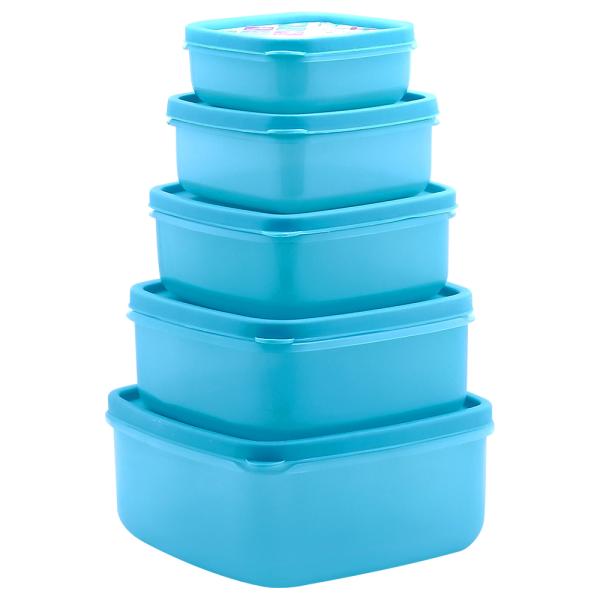 Mastercook Blue Square Plastic Container 1.35 L (5 pcs) - JioMart