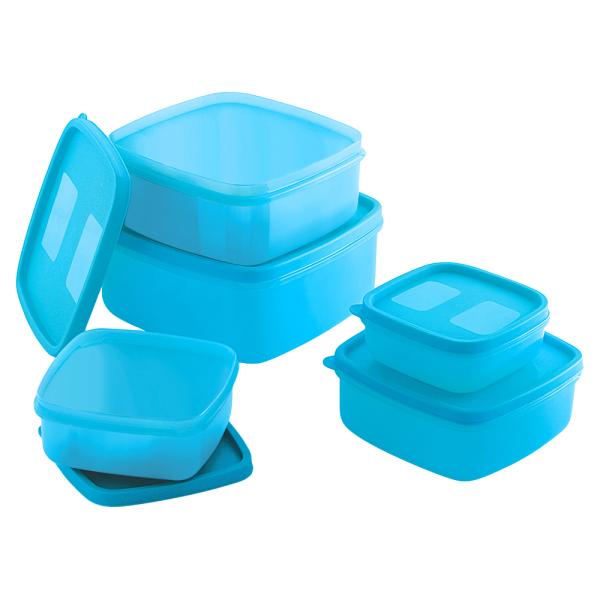 Mastercook Blue Square Plastic Container 1.35 L (5 pcs) - JioMart