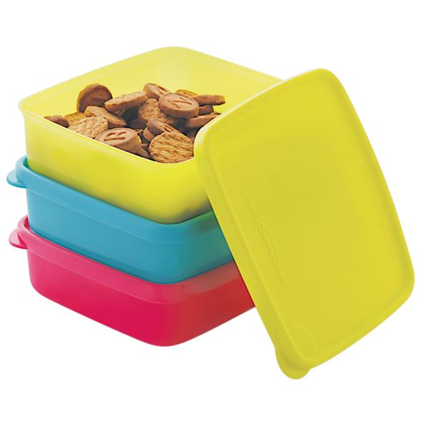 Mastercook Multicolour Square Plastic Container 400 ml (3 pcs) - JioMart