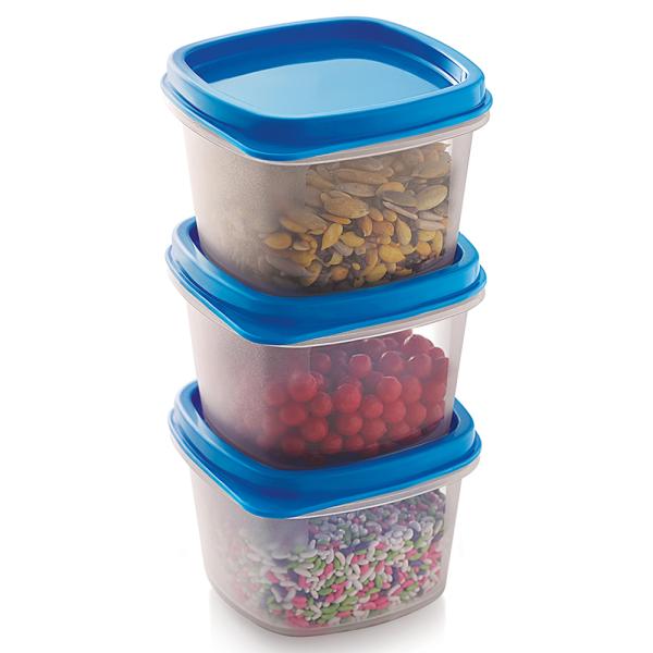 Mastercook Clear Plastic Storage Container with Blue Lid 270 ml (Set of ...