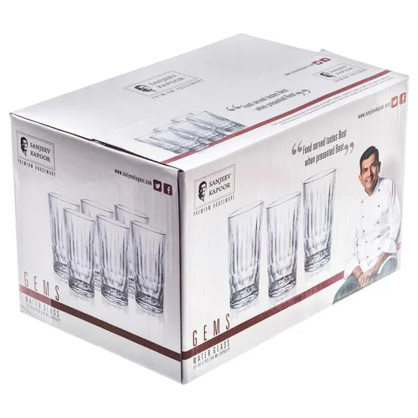 Sanjeev Kapoor Gems Round Water Glass 260 ml (Set of 6) - JioMart