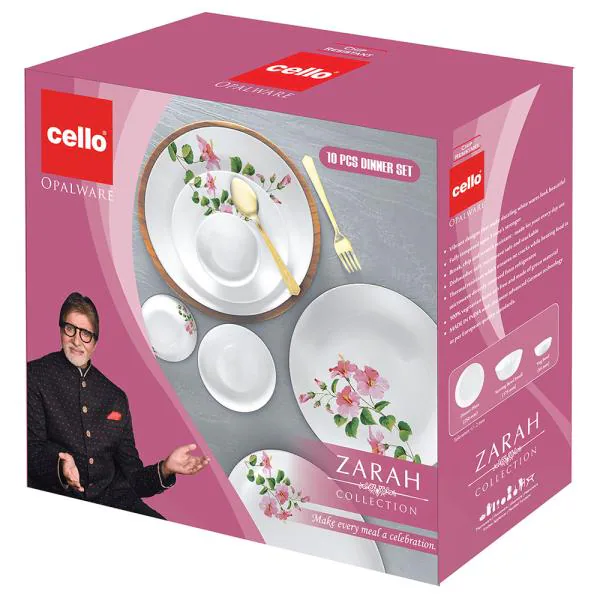 Cello Zarah Blue Blossom Opalware Dinner Set (10 pcs) - JioMart