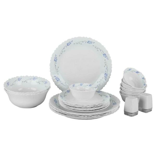 Cello Dazzle Blue Spring Opalware Dinner Set 22 pcs - JioMart
