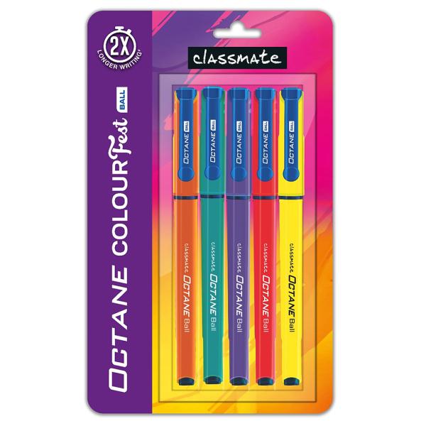 Classmate Octane Colour Fest 2X Blue Ball Point Pen (Pack of 5) - JioMart