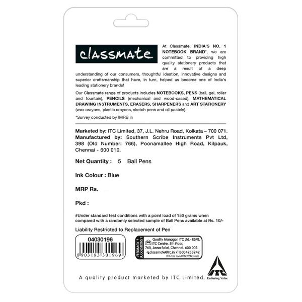 Classmate Octane Colour Fest 2X Blue Ball Point Pen (Pack of 5) - JioMart