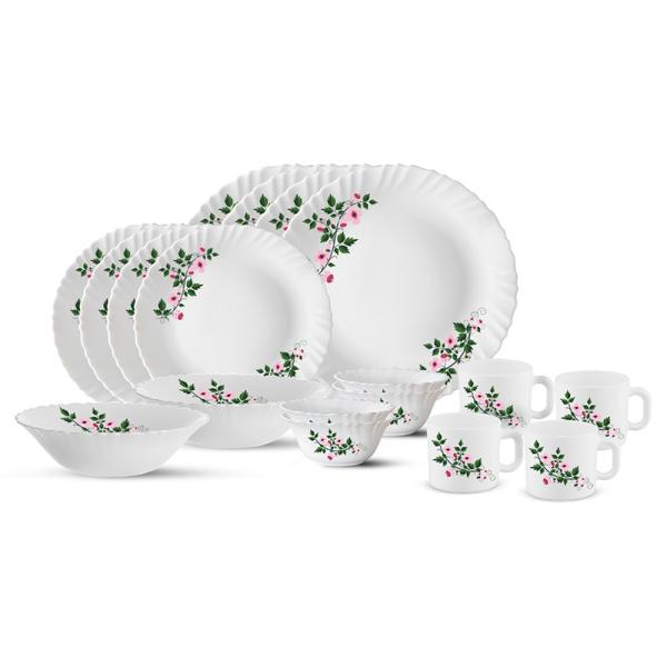 Borosil Larah Pink Peony Opalware Dinner Set (18 pcs) - JioMart