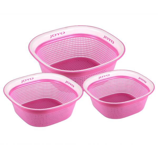 Joyo Better Home Assorted Colour Square Plastic Basket (Set of 3) - JioMart