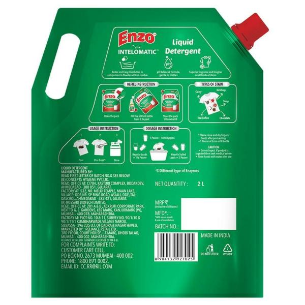 Enzo Intelomatic Top Load Liquid Detergent 2 L - JioMart