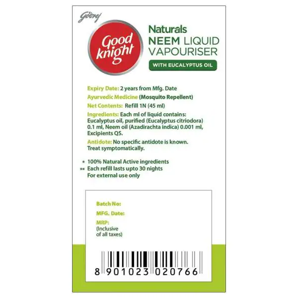 Good Knight Naturals Neem Mosquito Repellent Refill 45 ml - JioMart