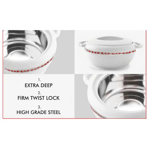 Selvel Richmond White Plastic Insulated Hotpot 600+950+1350+1900 ml ...