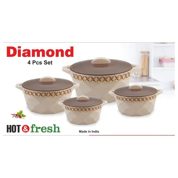 Selvel Diamond Light Brown Plastic Insulated Hotpot 600+1130+1650+2150 ...