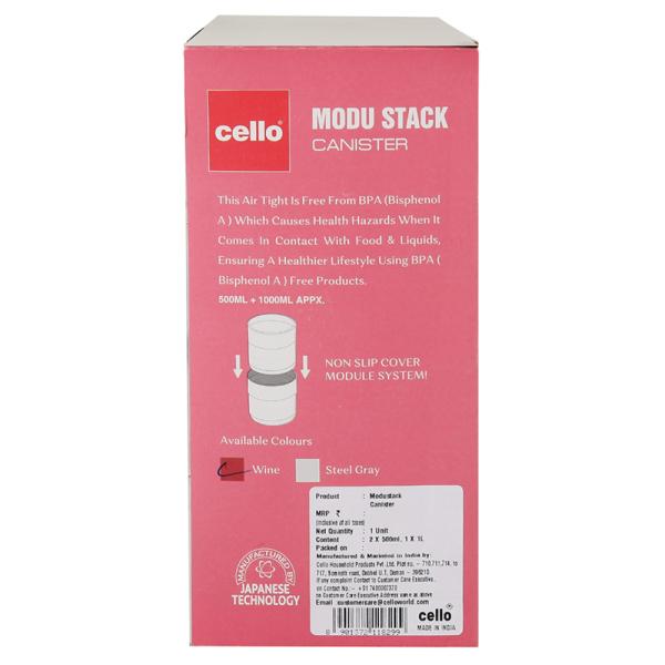 Cello Modustack Transparent Round Plastic Canister with Wine Lid 500 ...