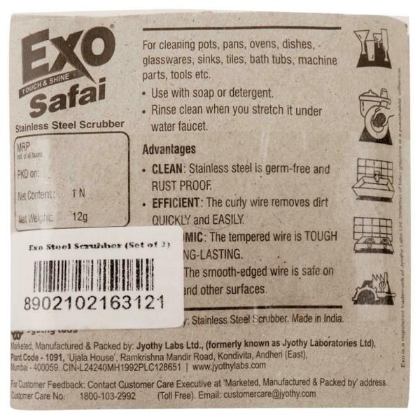 Exo Stainless Steel Scrubber 312 x 10 mm 3 pcs - JioMart