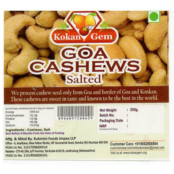 Kokan Gem Goa Salted Cashews 200 g - JioMart