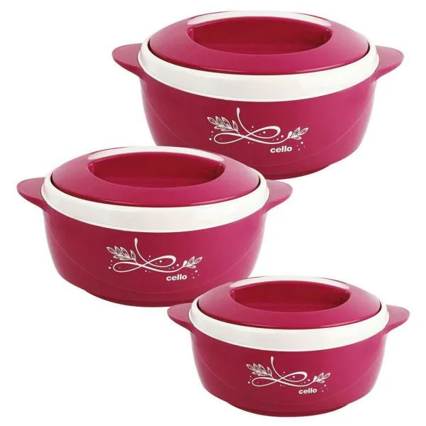 Cello Flabio Assorted Colours Plastic Insualted Casserole Set 500+1000 ...