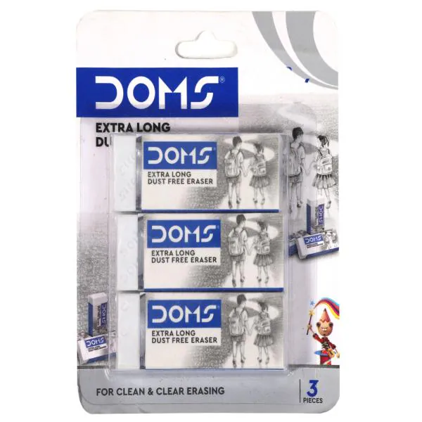 Doms Extra Long Dust Free Eraser (3 pcs) - JioMart