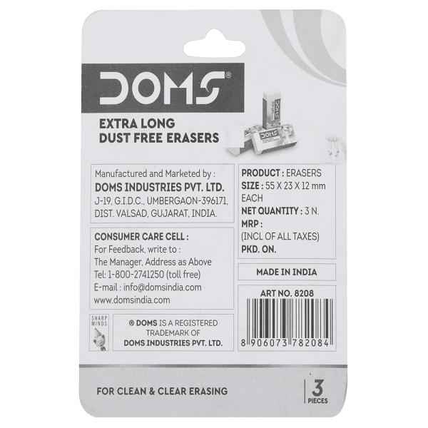 Doms Extra Long Dust Free Eraser (3 pcs) - JioMart