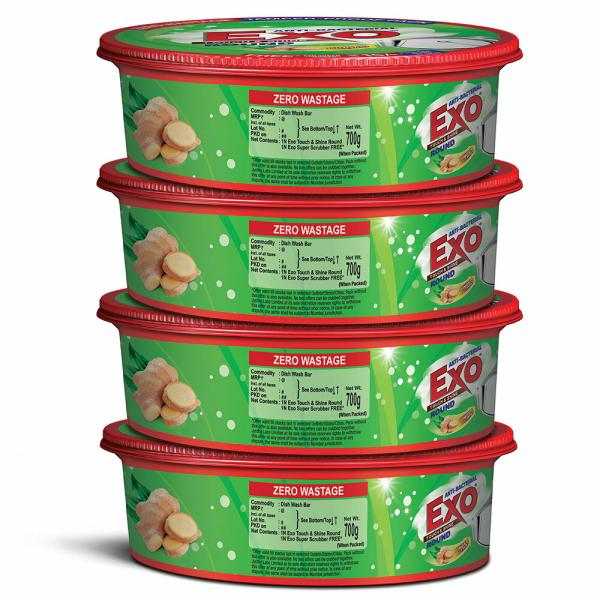 Exo Ginger Twist Anti-Bacterial Round Dishwash Bar 700 g (Pack of 4 ...