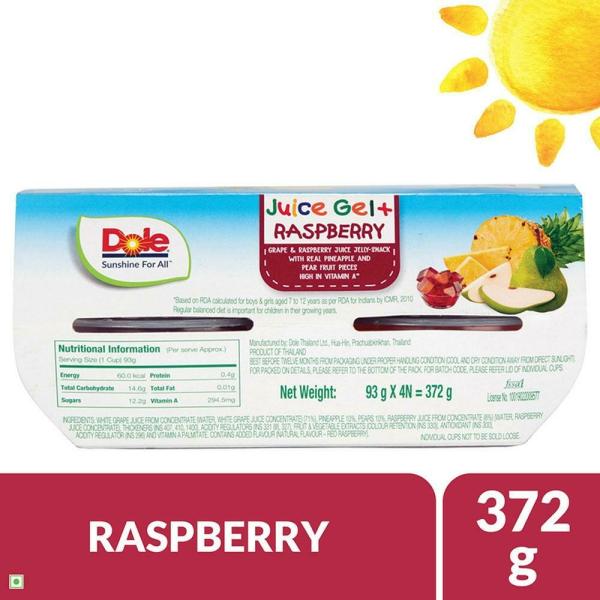 Dole Juice Gel Raspberry with Real Fruit Pieces 93x4N = 372 g - JioMart