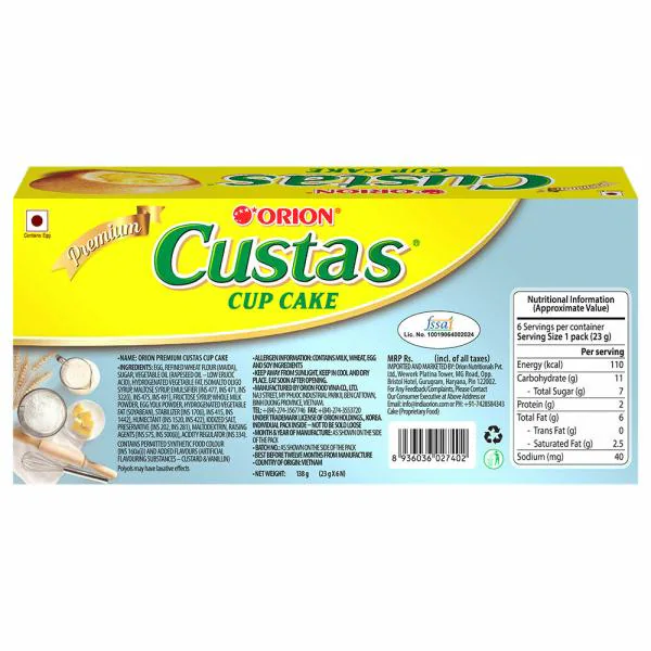 Orion Premium Custas Cup Cake 6 pc (138 g) (Carton) - JioMart