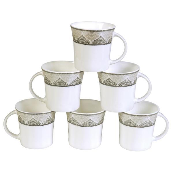BP Bharat Mudy Majesty White Bone China Mug 160 ml (Set of 6) - JioMart