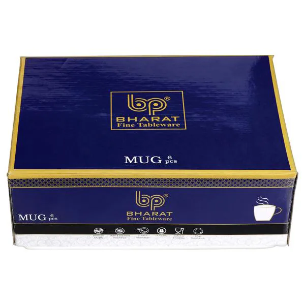 BP Bharat Mudy Majesty White Bone China Mug 160 ml (Set of 6) - JioMart