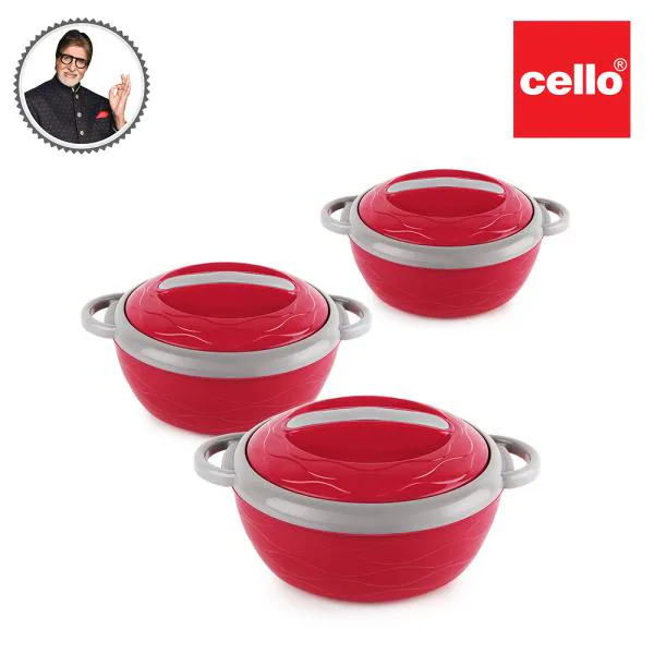 Cello Hot N Fresh Red Insulated Hotpot 0.5+1+1.5 L - JioMart
