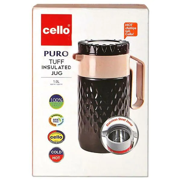 Cello Puro Tuff Black Insulated Jug 1 L - JioMart