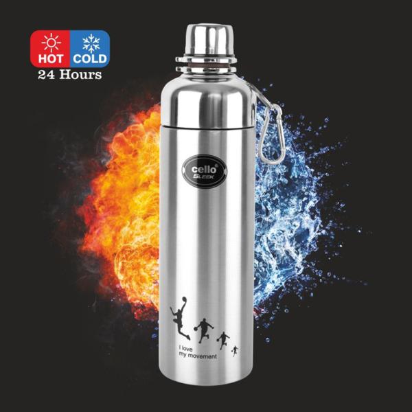 Cello Sleek Silver Stainless Steel Flask 900 ml - JioMart