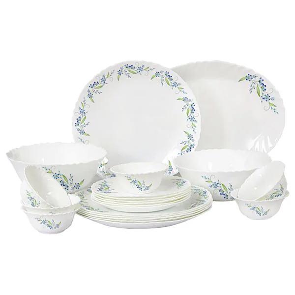 Cello Imperial Blue Creeper Opalware Dinner Set (21 pcs) - JioMart