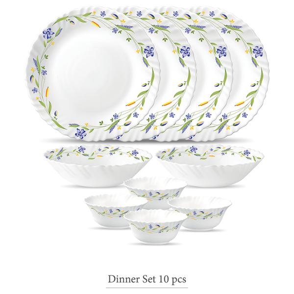 La Opala Classique Morning Glory Opalware Dinner Set (10 pcs) - JioMart