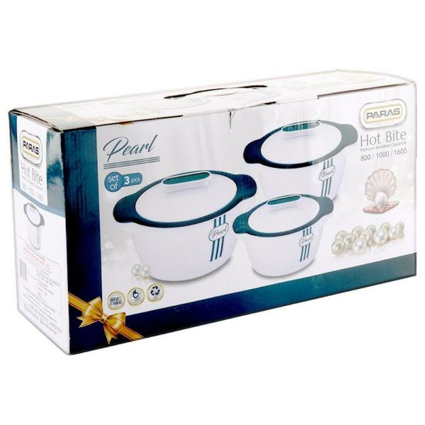 Paras Hot Bite Blue Plastic Insulated Casserole 800+1000+1600 ml (Set ...