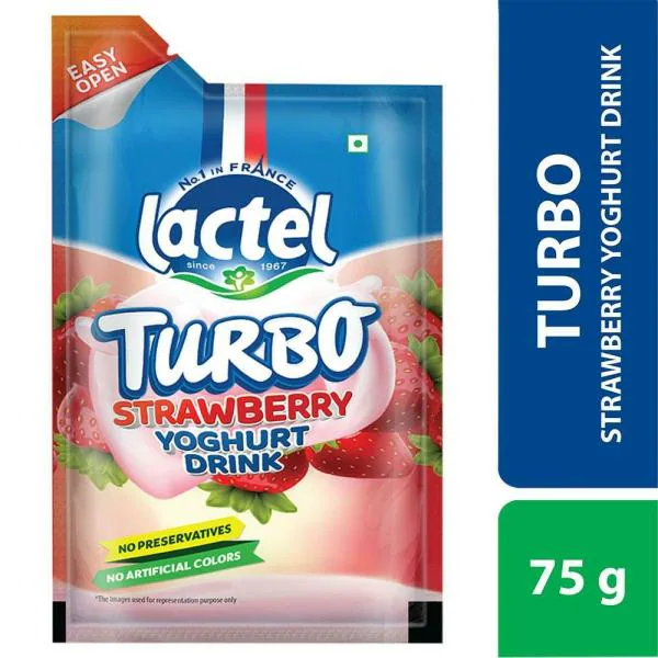 Lactel Turbo Strawberry Yoghurt Drink 75 g (Pouch) - JioMart
