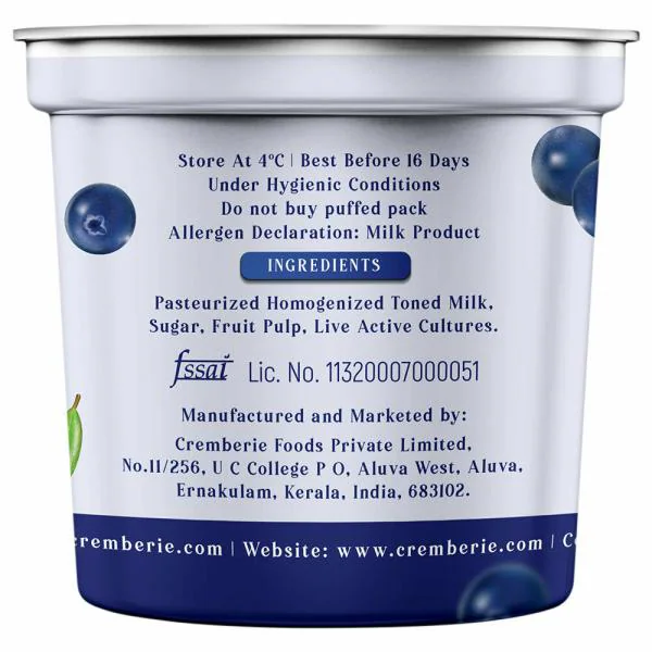 Cremberie Blueberry Blast Fruit Yoghurt 90 g (Cub) - JioMart