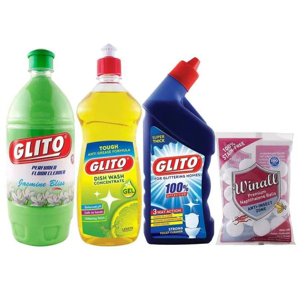 Glito Floor, Dishwash, Toilet & Winall Naphthalene Balls Combo Pack (1 ...