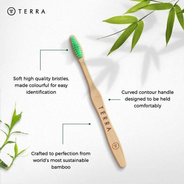 Terra Slim Adult (Soft) Bamboo Toothbrush (Pack of 4) - JioMart