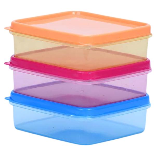 Amson Assorted Colour Square Plastic Container 500 ml (Set of 3) - JioMart