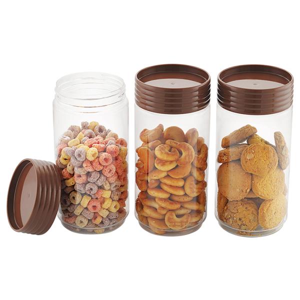 Amson Stock N Store Brown Plastic Container 1 L (Set of 3) - JioMart