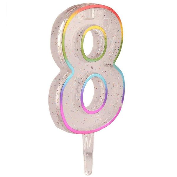 B Vishal Plastic Number 8 With Blue And Pink Twisted Candle - JioMart