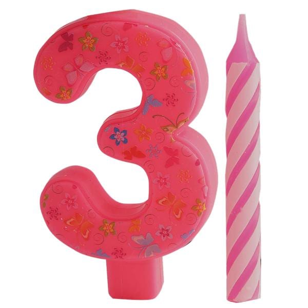B Vishal Pink Plastic Number 3 And Twisted Candle - JioMart